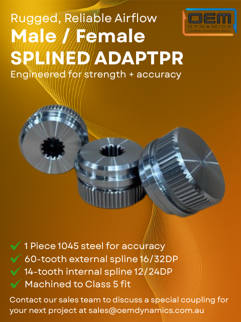 Male / Female splined adaptor - OEM Dynamics